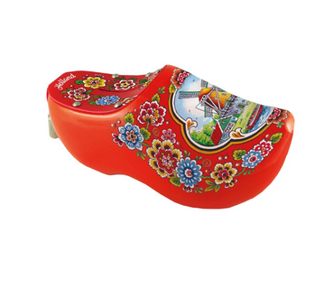 Wooden Shoe Money Box 14 cm Orange Sole – Souvenirs Holland